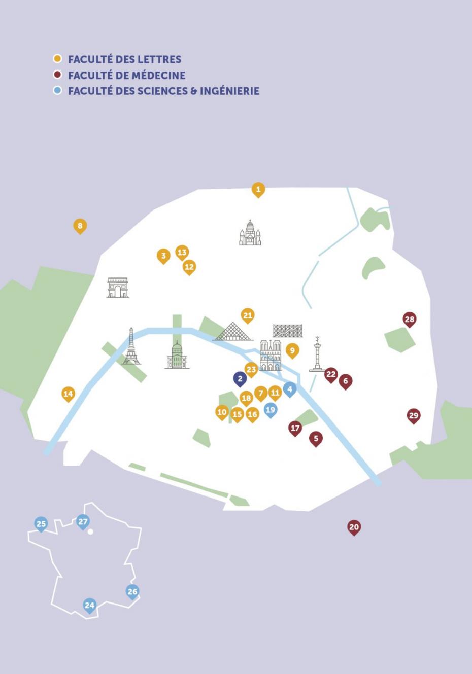 Carte des campus | Le guide étudiant de Sorbonne Université